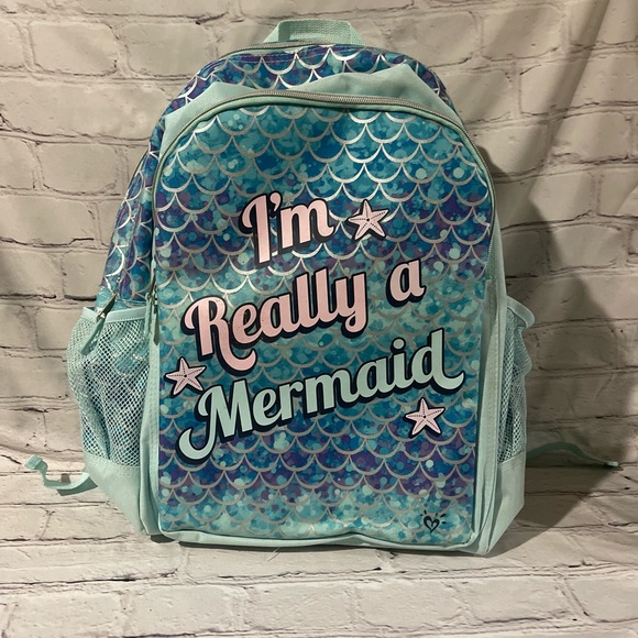 Justice | Accessories | New Justice Blue Mermaid Backpack Full Size ...